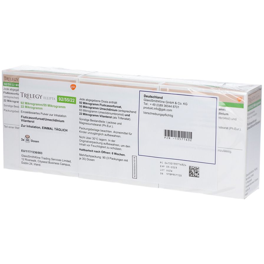 TRELEGY ELLIPTA 92 Mikrogramm/22 Mikrogramm 3 St - shop-apotheke.com
