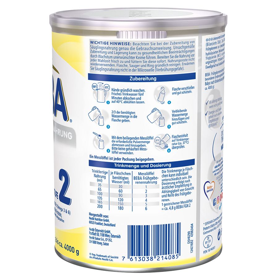 Nestlé BEBA® Frühgeborenennahrung 2 400 g - shop-apotheke.com