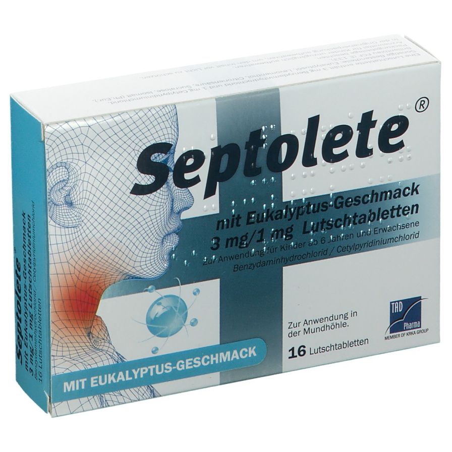 Septolete® 3 mg/1 mg Lutschtabletten Eukalyptus-Geschmack 16 St - shop ...