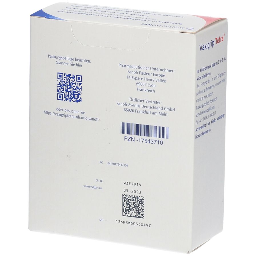 VAXIGRIP Tetra 2022/2023 Inj.Susp.Fertigspr.m.Kan. 10 St - shop ...