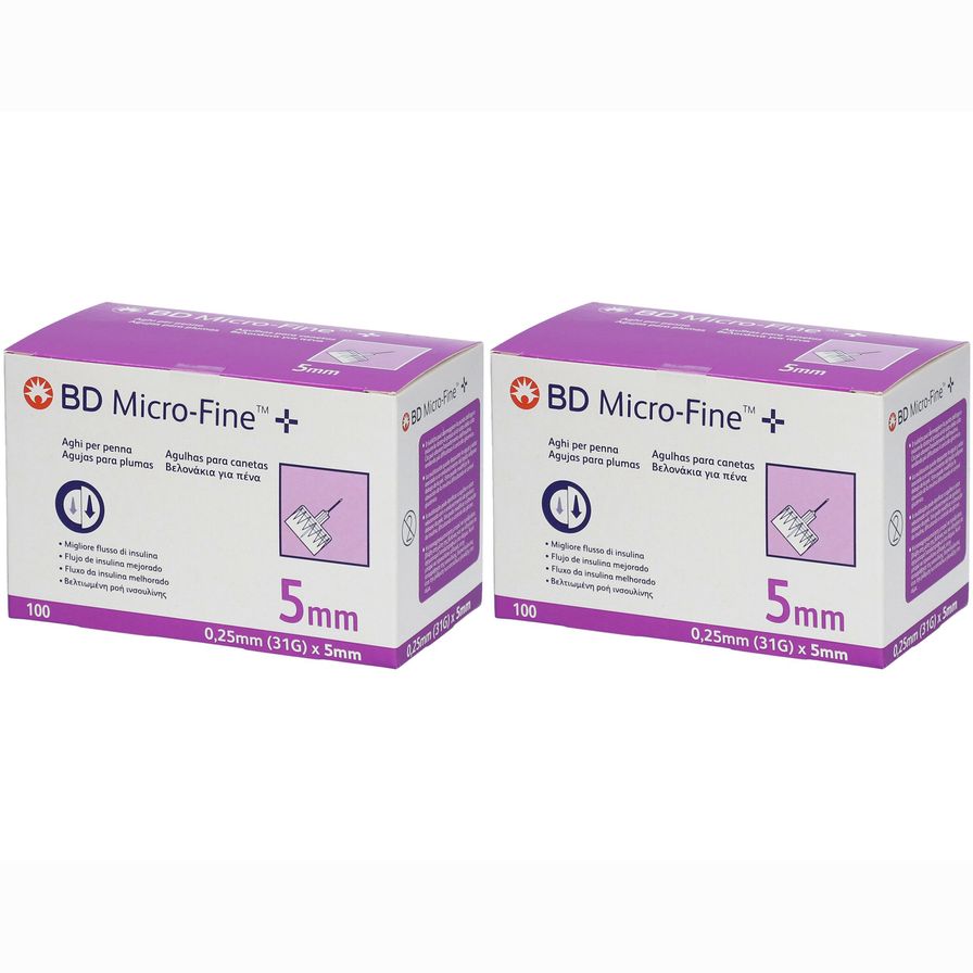 BD Micro-Fine™+ Aghi per Penna 0,25 mm 31G x 5 mm 2x100 pz | Redcare