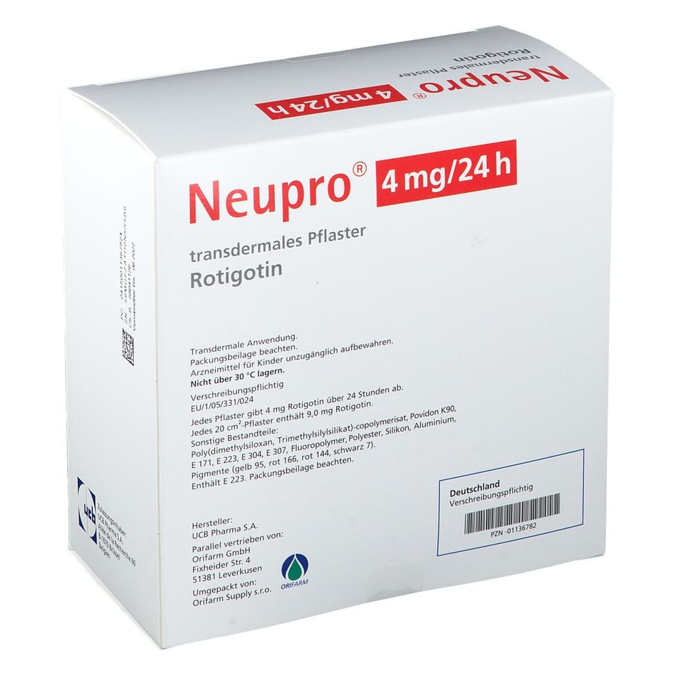 NEUPRO 4 mg/24 h transdermale Pflaster 84 St - shop-apotheke.com