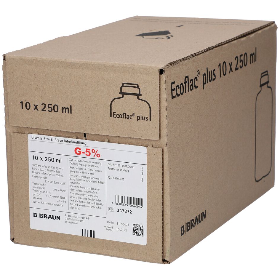 Glucose 5 % B. Braun Ecoflac® plus 10x250 ml - shop-apotheke.com