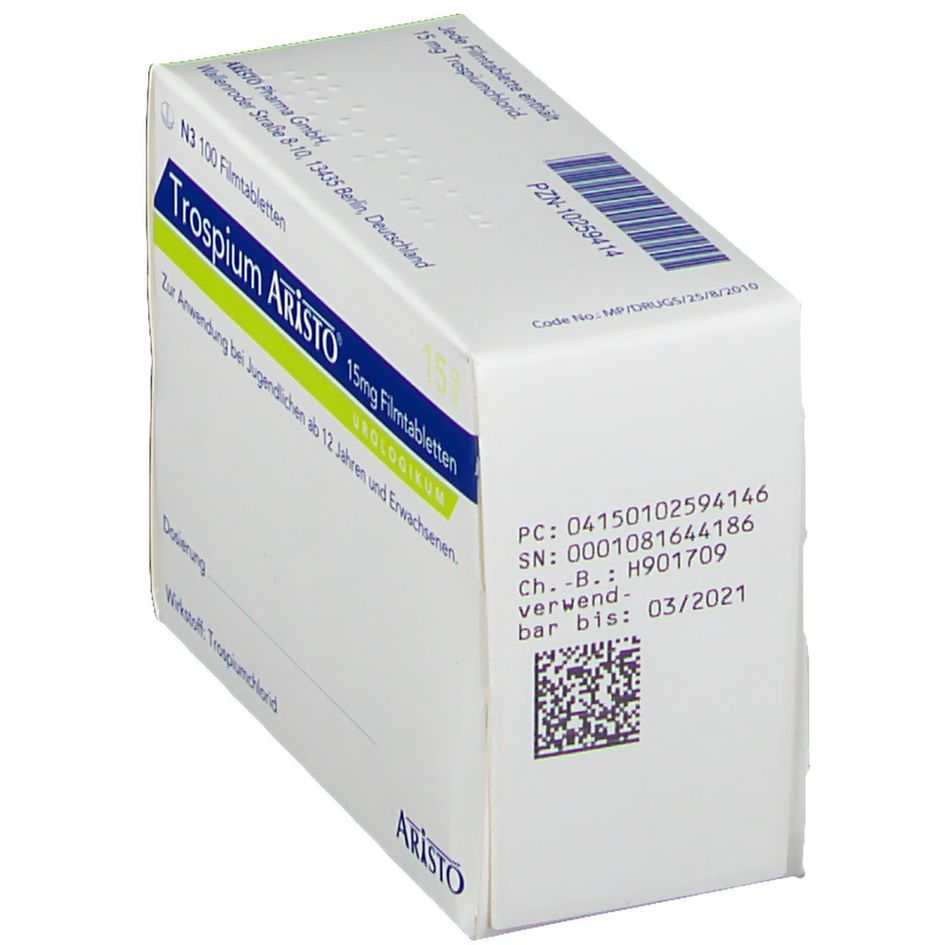 Trospium Aristo® 15 mg 100 St - shop-apotheke.com
