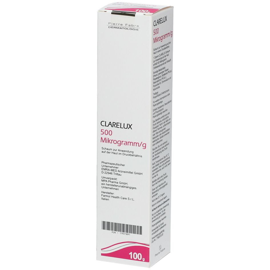 CLARELUX 500 µg/g Schaum z.Anwendung a.d.Haut 100 g - shop-apotheke.com