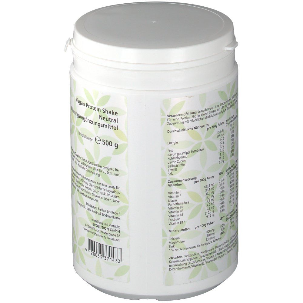 EVOLUTION® Vegan Protein Shake neutral 500 g - Shop Apotheke