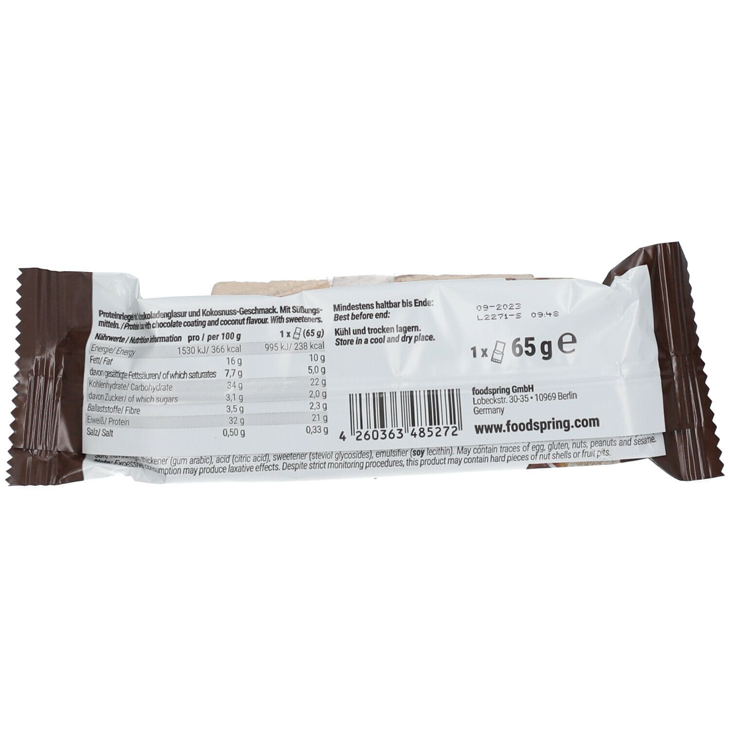 foodspring® Extra Chocolate Protein Bar Crispy Coconut 65 g - Shop Apotheke
