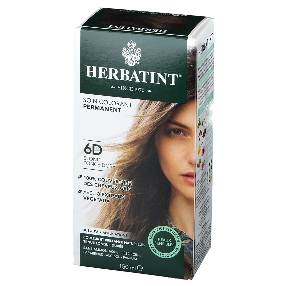 Herbatint Permanent Hair Coloring Dark Golden Blond 6D 150 ml | Redcare