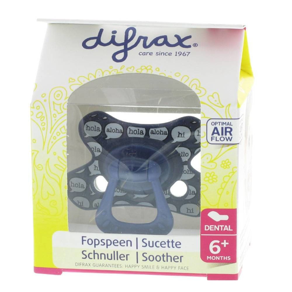 Difrax Dental Soother Boy +6 Months Blue Hello 1 pz | Redcare