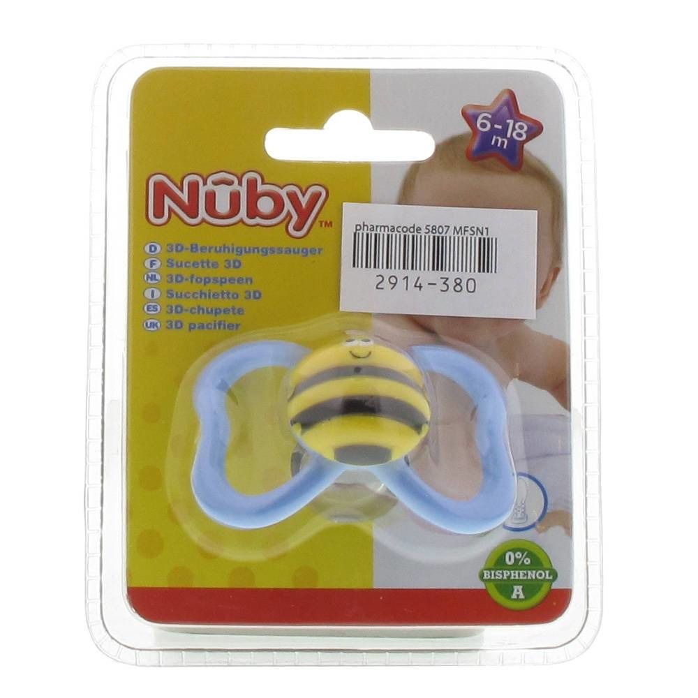 Nuby 3D Pacifier Paci-Pals Oval Yellow Turtle 6-18m 1 pz - Redcare