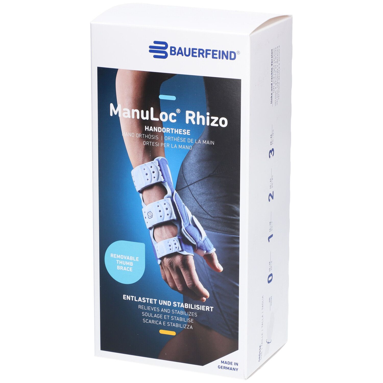 BAUERFEIND Manuloc Rhizo orhtèse Handgelenk Größe 2 Rechts Titanium 1 ...
