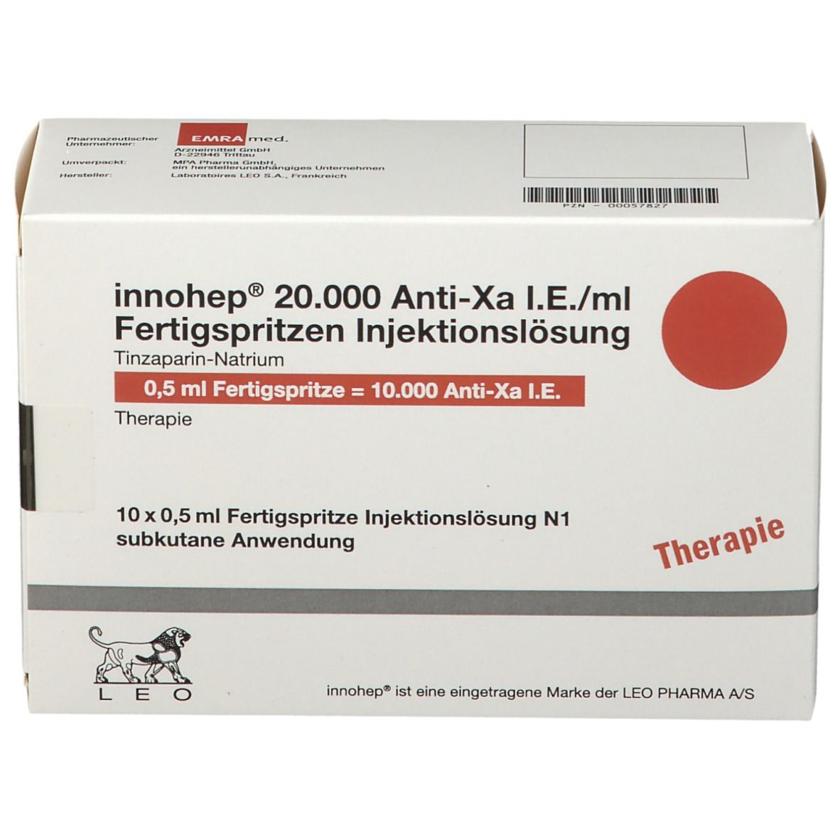 Innohep 20.000 Anti-Xa I.E./ml 0,5 ml 10x0,5 ml mit dem E-Rezept kaufen ...