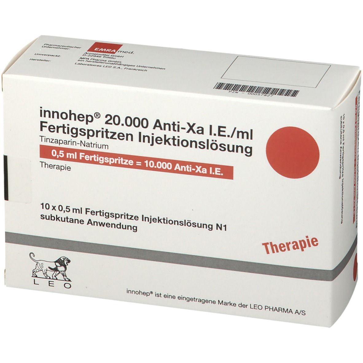 Innohep 20.000 Anti-Xa I.E./ml 0,5 ml 10x0,5 ml mit dem E-Rezept kaufen ...
