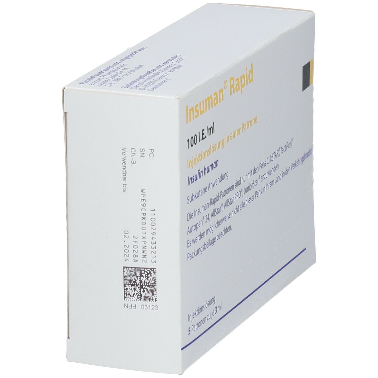 Insuman Rapid 100 I.E./ml 5x3 ml mit dem E-Rezept kaufen - SHOP APOTHEKE