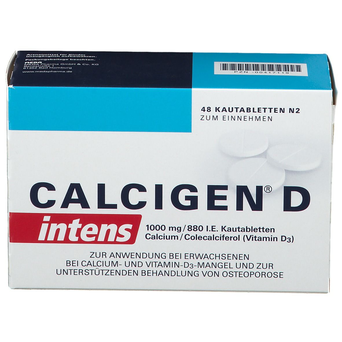 Calcigen® D intens 1000 mg/880 I.E. 48 St - Shop Apotheke