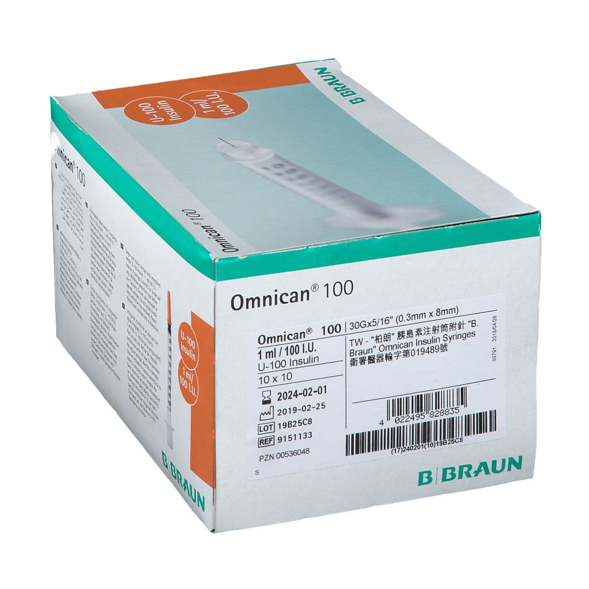 Omnican® 100, für U100-Insulin, 0,30 x 8 mm G 30 x 0,3125 Zoll 100 St ...