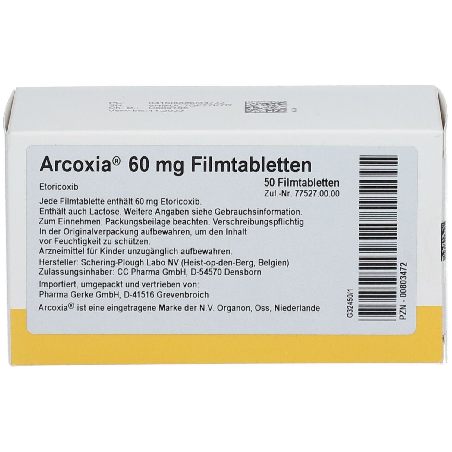 Arcoxia 60 mg 50 St mit dem E-Rezept kaufen - SHOP APOTHEKE