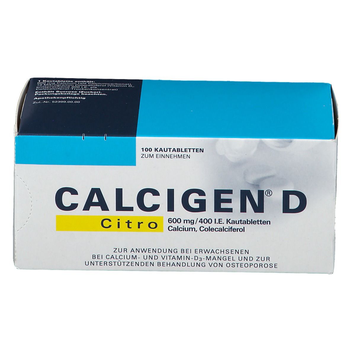 Calcigen® D Citro 600 mg / 400 I.E. Kautabletten 100 St - Shop Apotheke