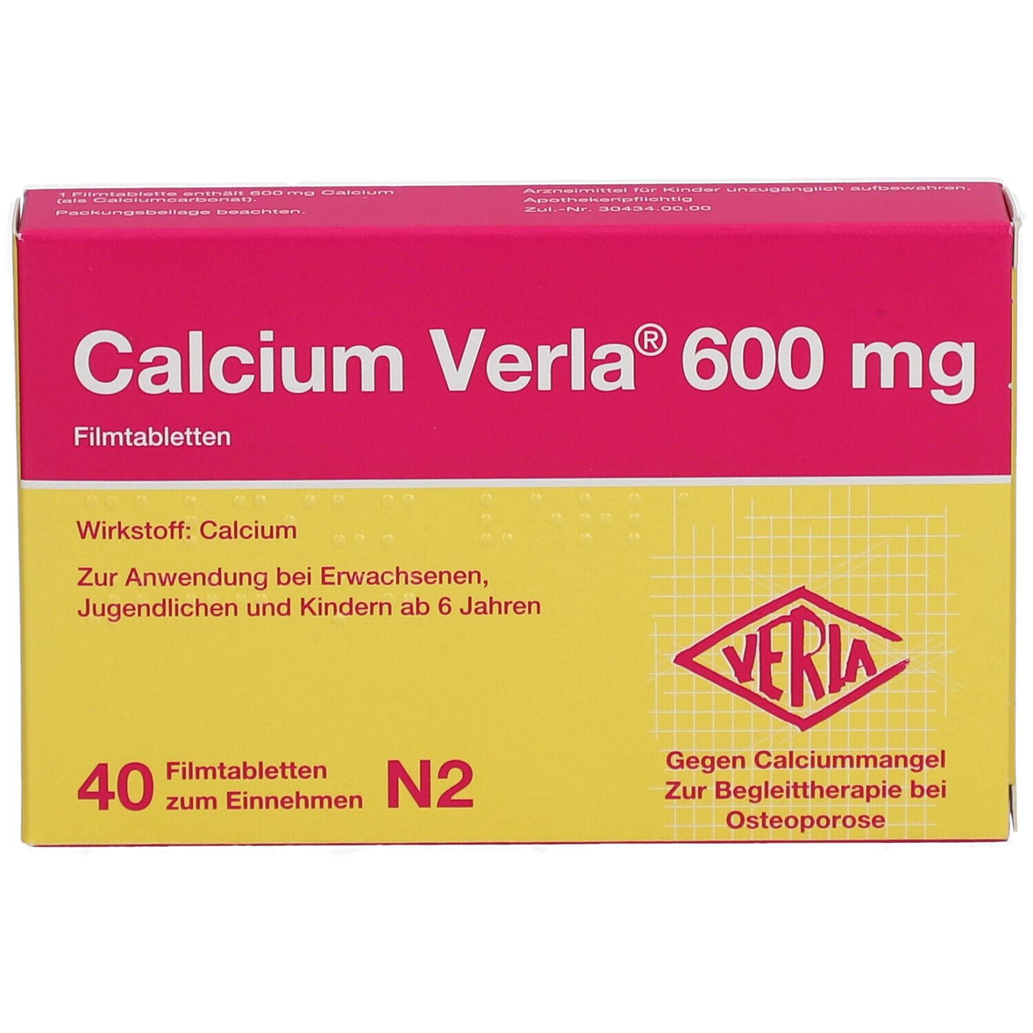 Calcium Verla® 600 mg Filmtabletten 40 St - Shop Apotheke