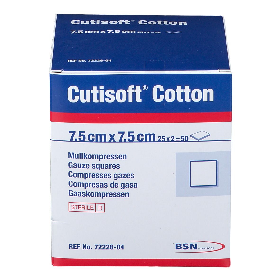 Cutisoft® Cotton steril 7,5 cm x 7,5 cm 25x2 St - Shop Apotheke
