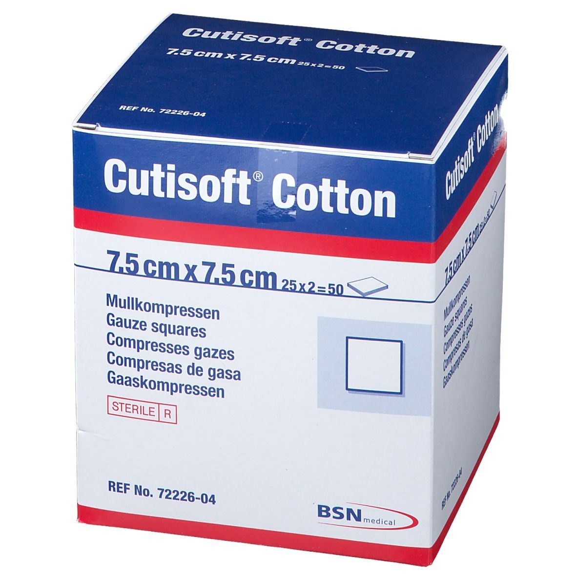 Cutisoft® Cotton steril 7,5 cm x 7,5 cm 25x2 St - shop-apotheke.at