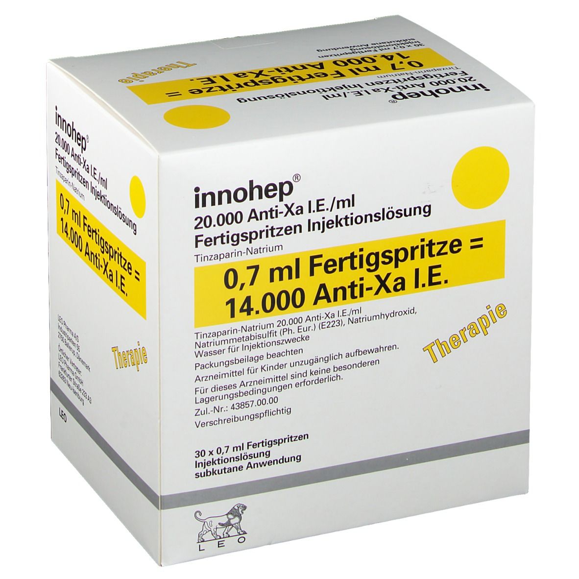 Innohep® 20.000 Anti-Xa I.E./ ml 0,7 ml 30x0,7 ml mit dem E-Rezept kaufen - Shop Apotheke