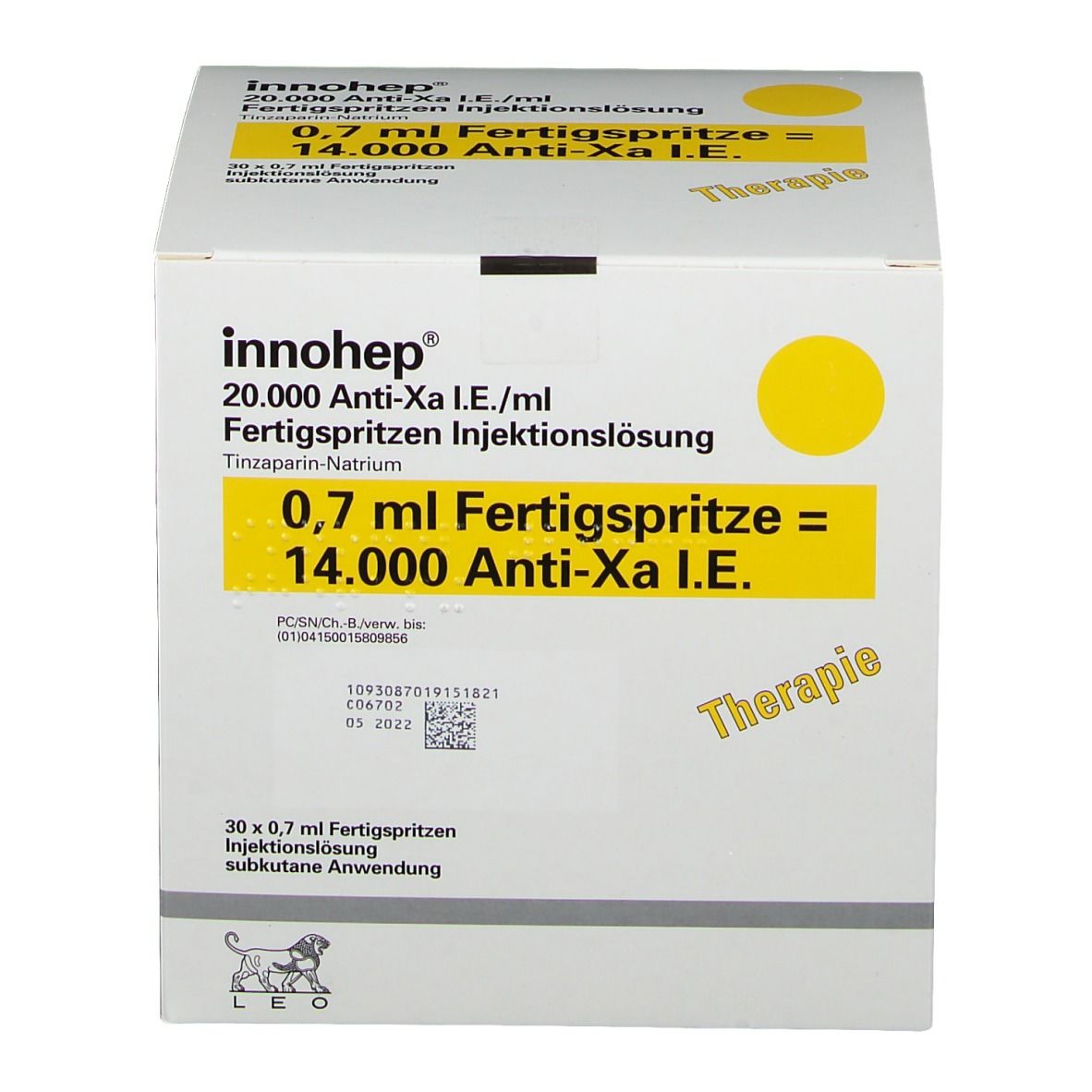 Innohep® 20.000 Anti-Xa I.E./ ml 0,7 ml 30x0,7 ml mit dem E-Rezept ...