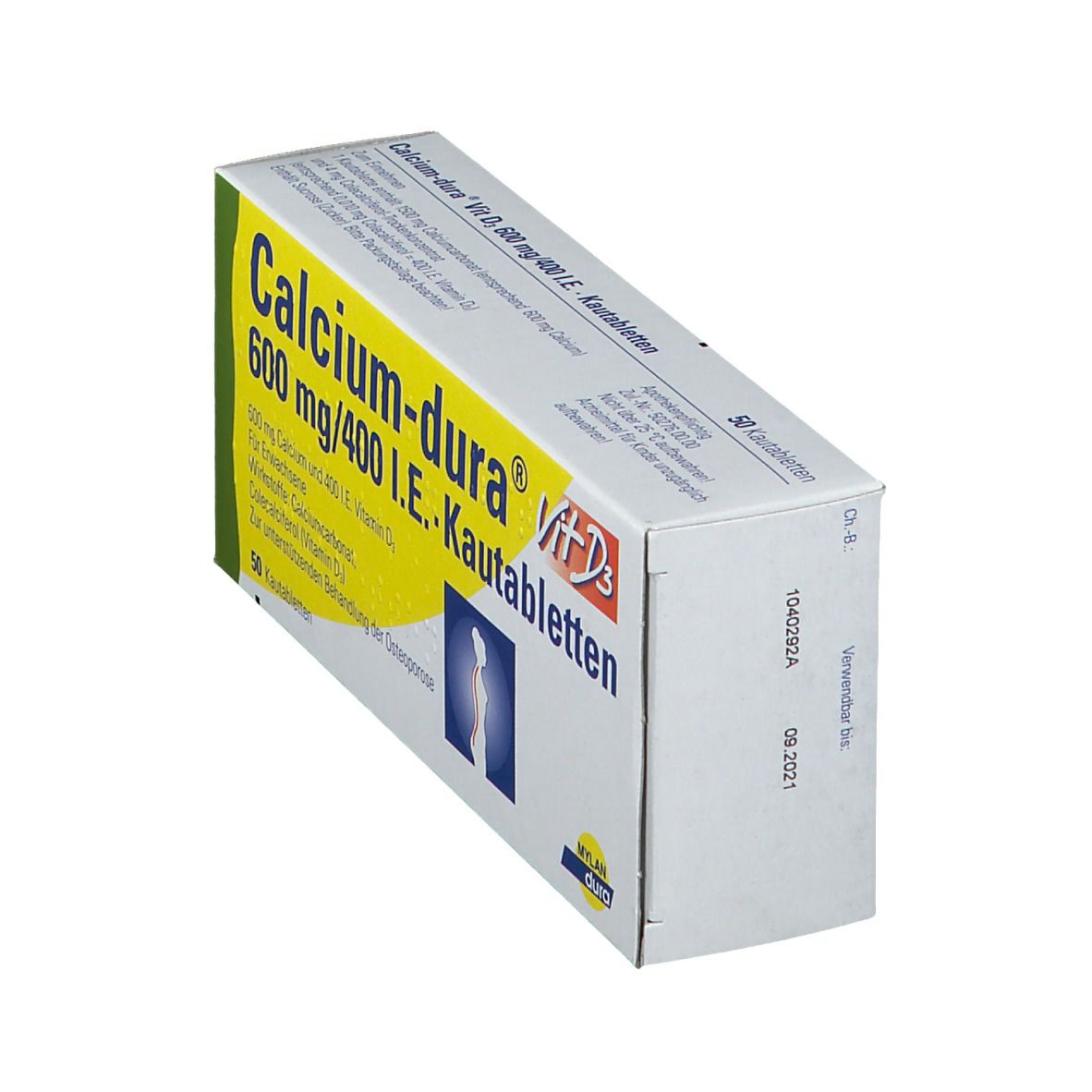 Calcium-dura® Vit D3 600 mg/400 I.E. Kautabletten 50 St - Shop Apotheke