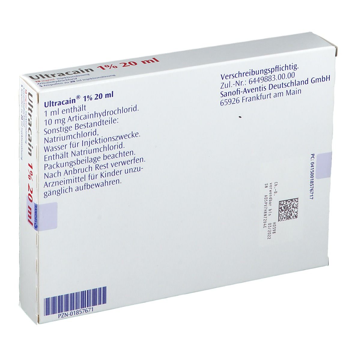 Ultracain® 1% 20 ml 5x20 ml mit dem E-Rezept kaufen - Shop Apotheke