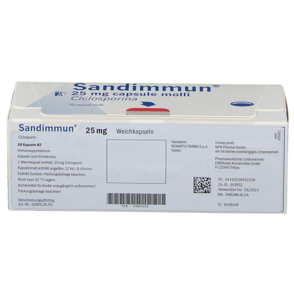 Sandimmun 25 mg 50 St mit dem E-Rezept kaufen - Shop Apotheke