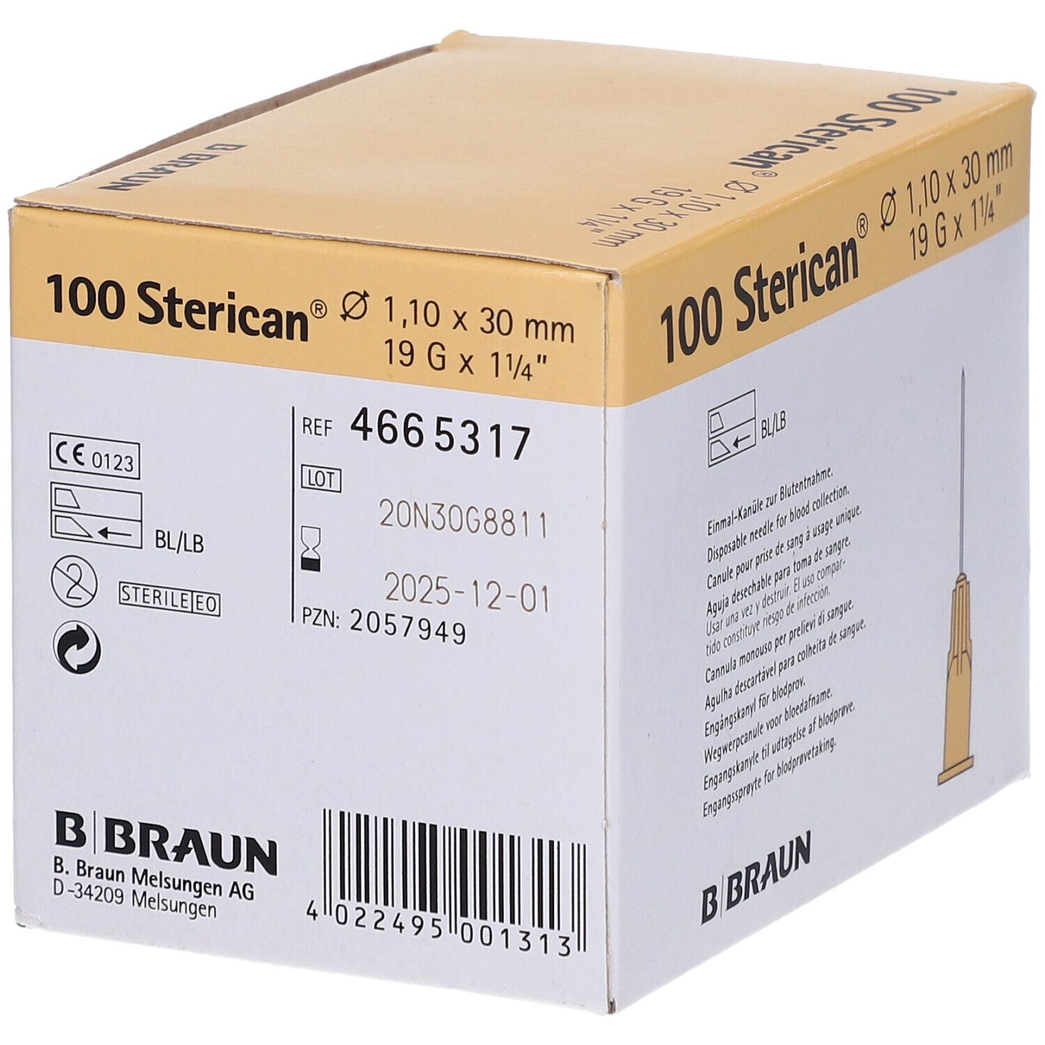 Sterican® zur Blutentnahme G19 x 1 1/4 Zoll 1,1 x 30 mm elfenbein 100 ...