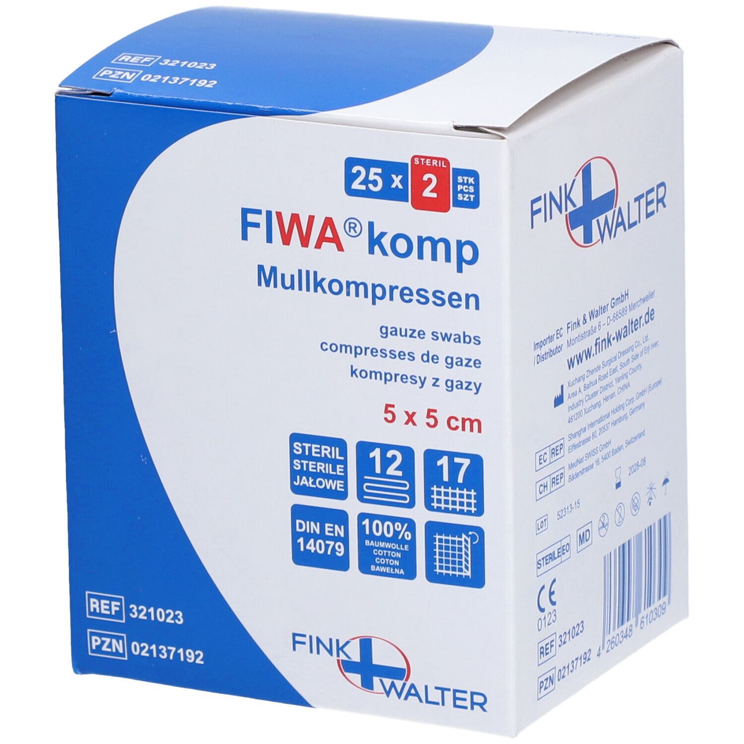 FIWA® komp Mullkompressen, steril 5 x 5 cm 12fach 25x2 St - Shop Apotheke