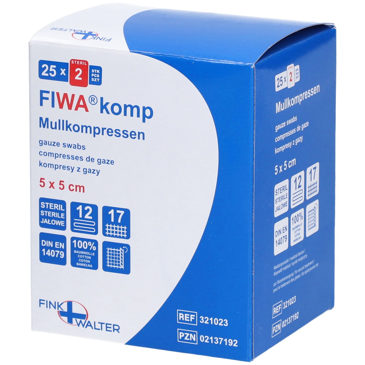 FIWA® komp Mullkompressen, steril 5 x 5 cm 12fach 25x2 St - Shop Apotheke