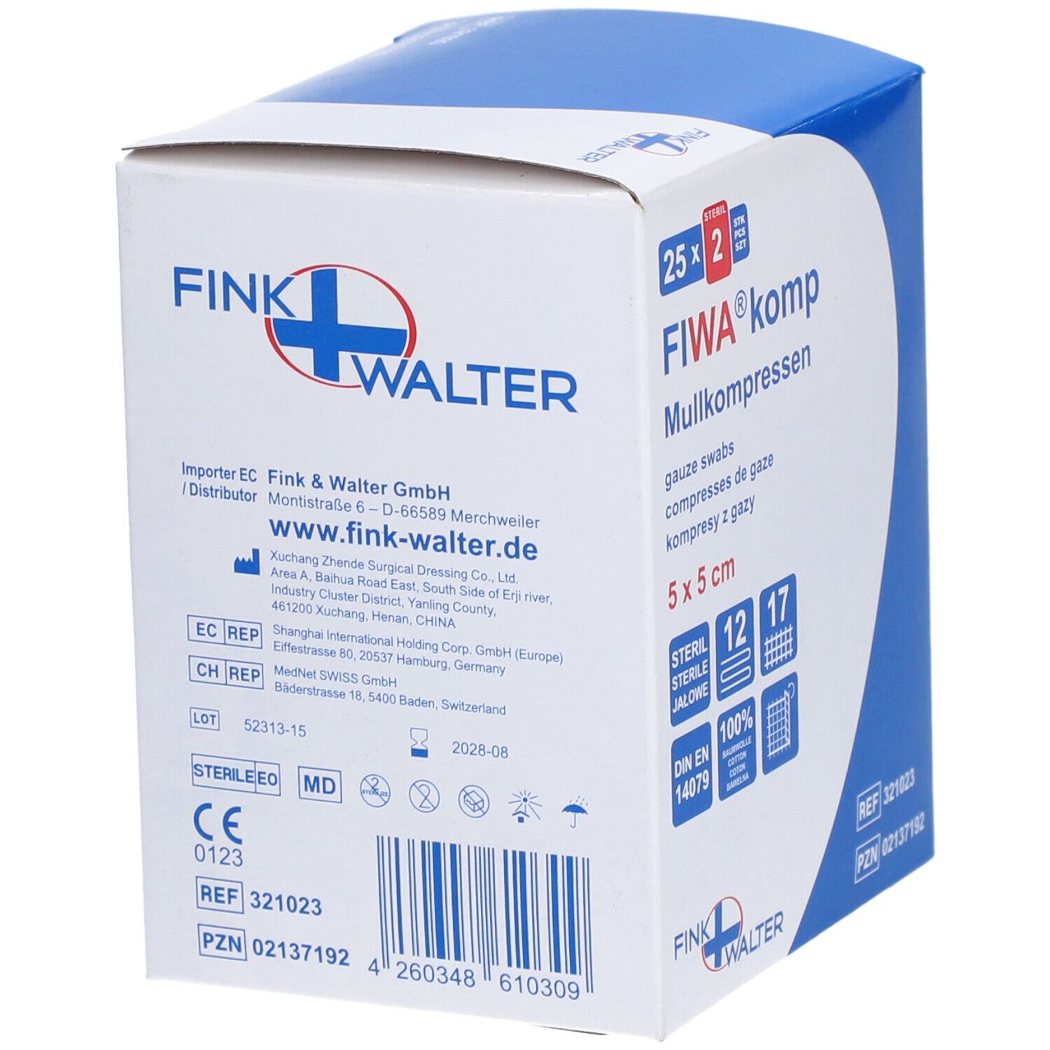 FIWA® komp Mullkompressen, steril 5 x 5 cm 12fach 25x2 St - Shop Apotheke