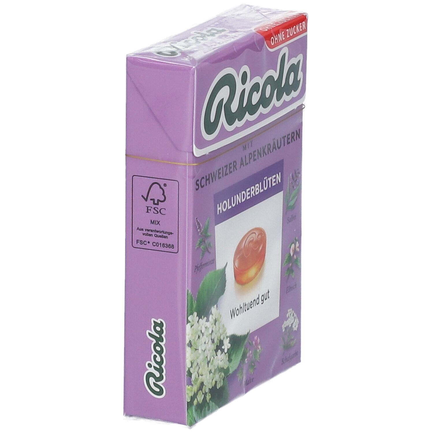 Ricola® Schweizer Kräuterbonbons Box Holunderblüten ohne Zucker 50 g ...