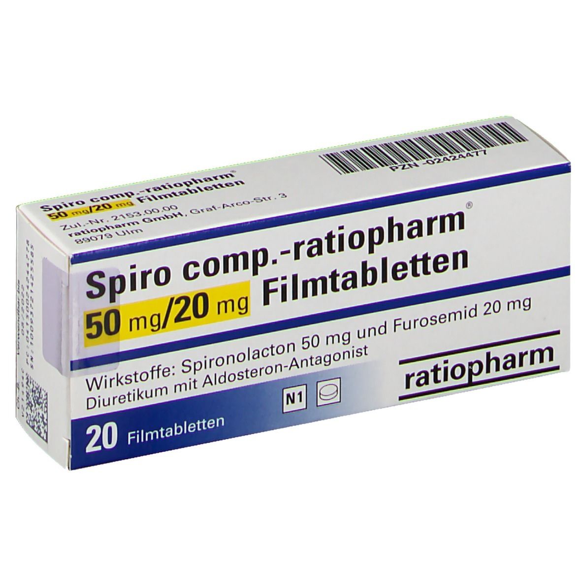 Spiro comp.-ratiopharm® 50 mg/20 mg 20 St - shop-apotheke.com