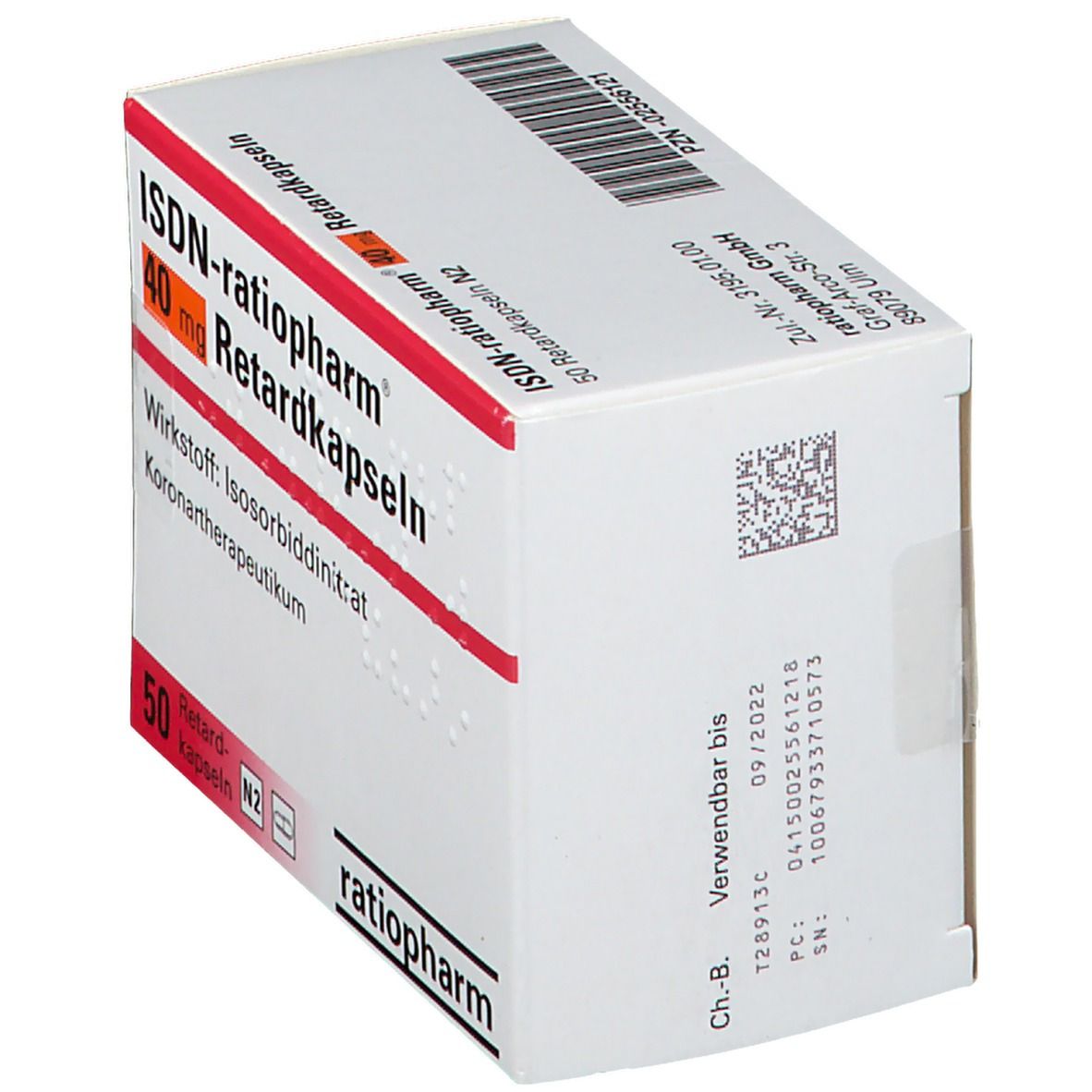 Isdn ratiopharm® 40 mg Retardkaps. 50 St - shop-apotheke.com