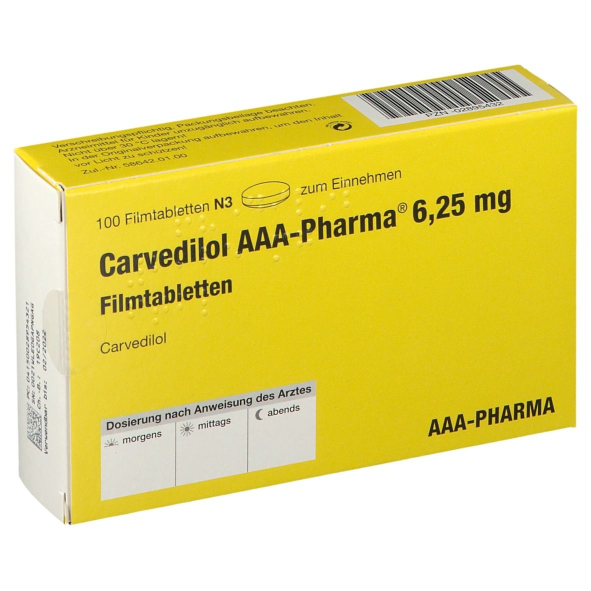 Carvedilol AAA-Pharma® 6,25 mg 100 St mit dem E-Rezept kaufen - Shop ...