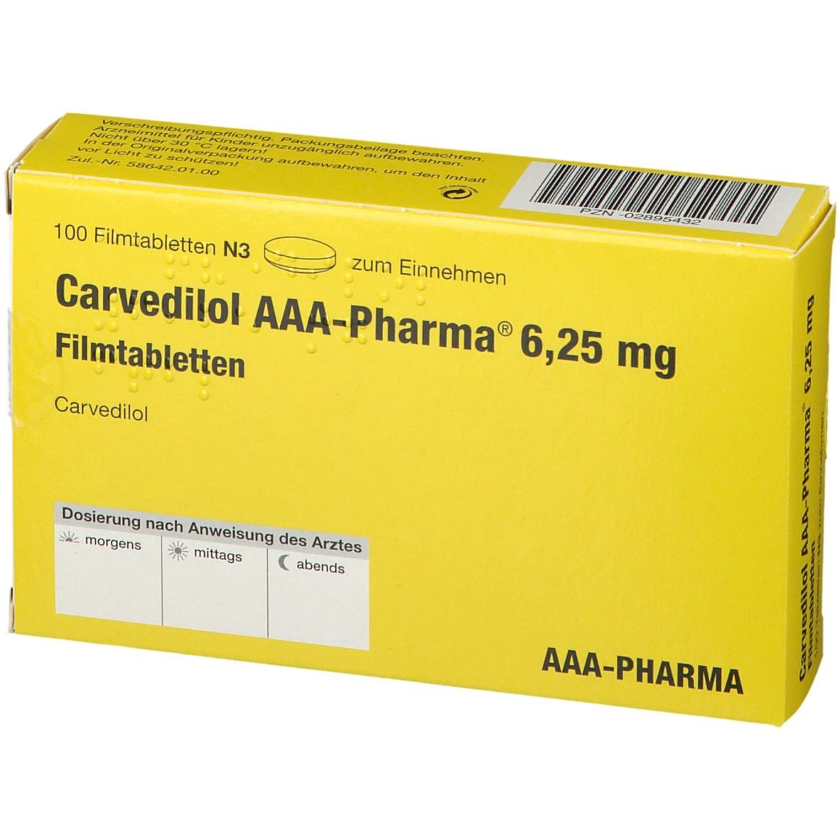 Carvedilol AAA-Pharma® 6,25 mg 100 St mit dem E-Rezept kaufen - Shop ...