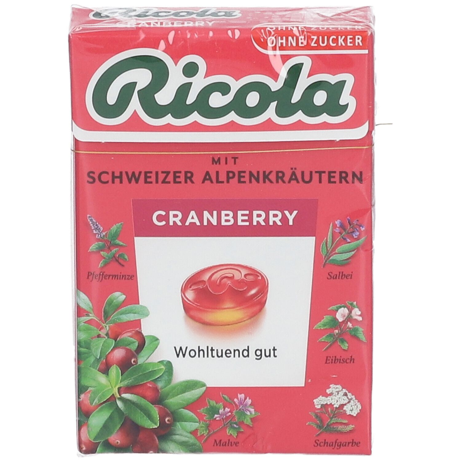 Ricola® Schweizer Kräuterbonbons Box Cranberry ohne Zucker 50 g - Shop ...