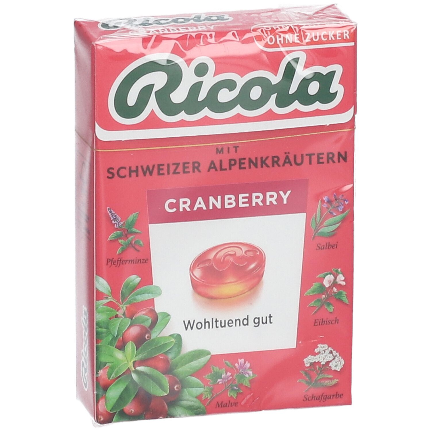 Ricola® Schweizer Kräuterbonbons Box Cranberry ohne Zucker 50 g - Shop ...