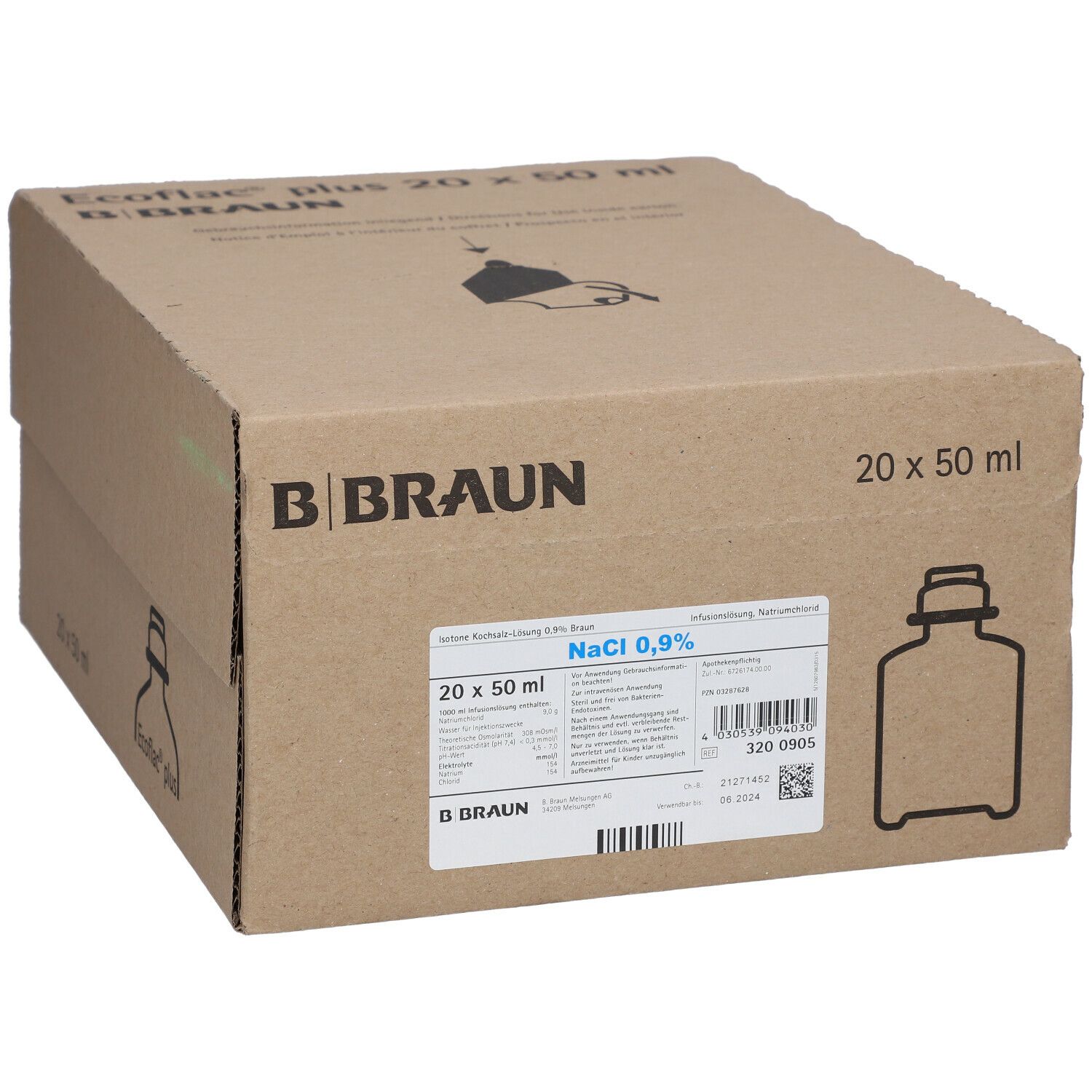Isotone Kochsalz-Lösung 0,9 % Braun Ecoflac® plus 20x50 ml - Shop Apotheke