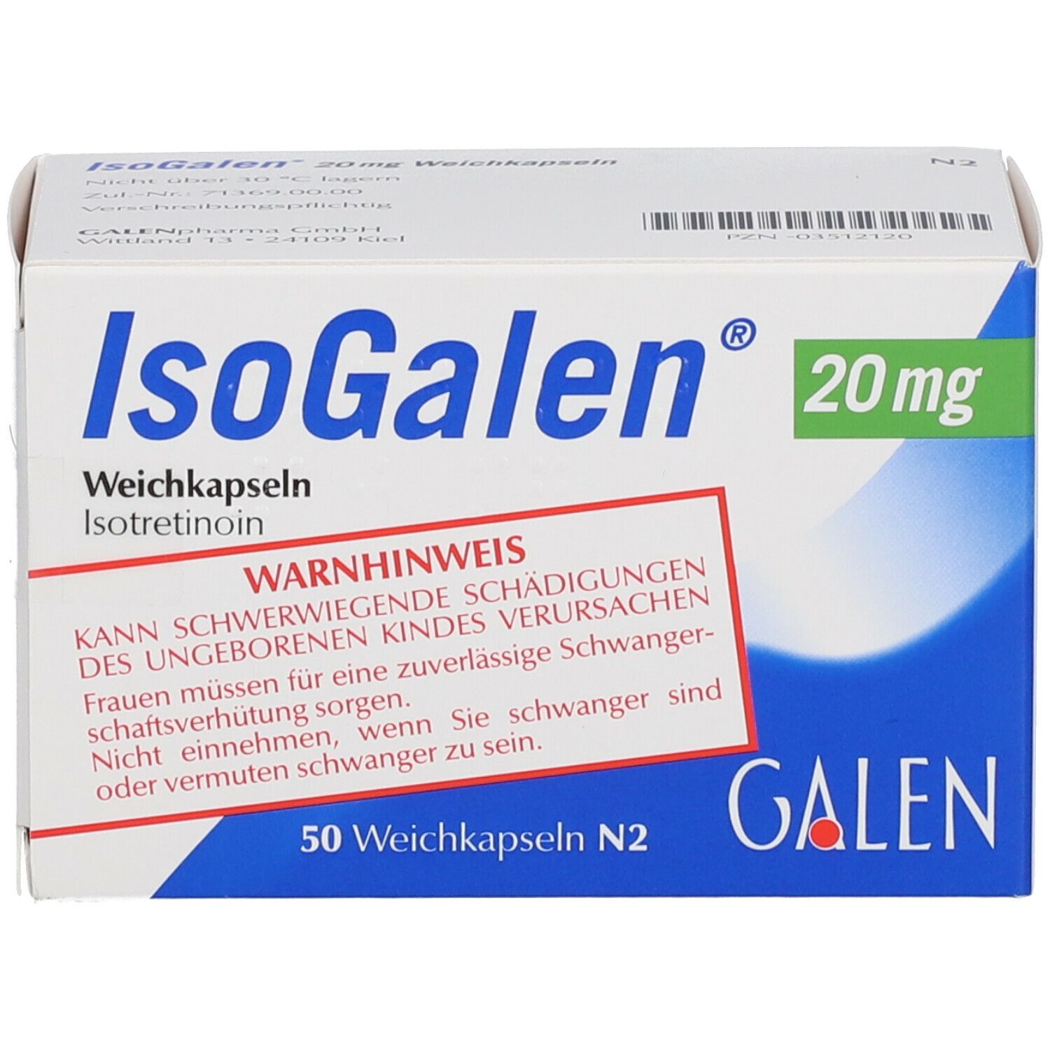 IsoGalen® 20 mg 50 St mit dem E-Rezept kaufen - Shop Apotheke