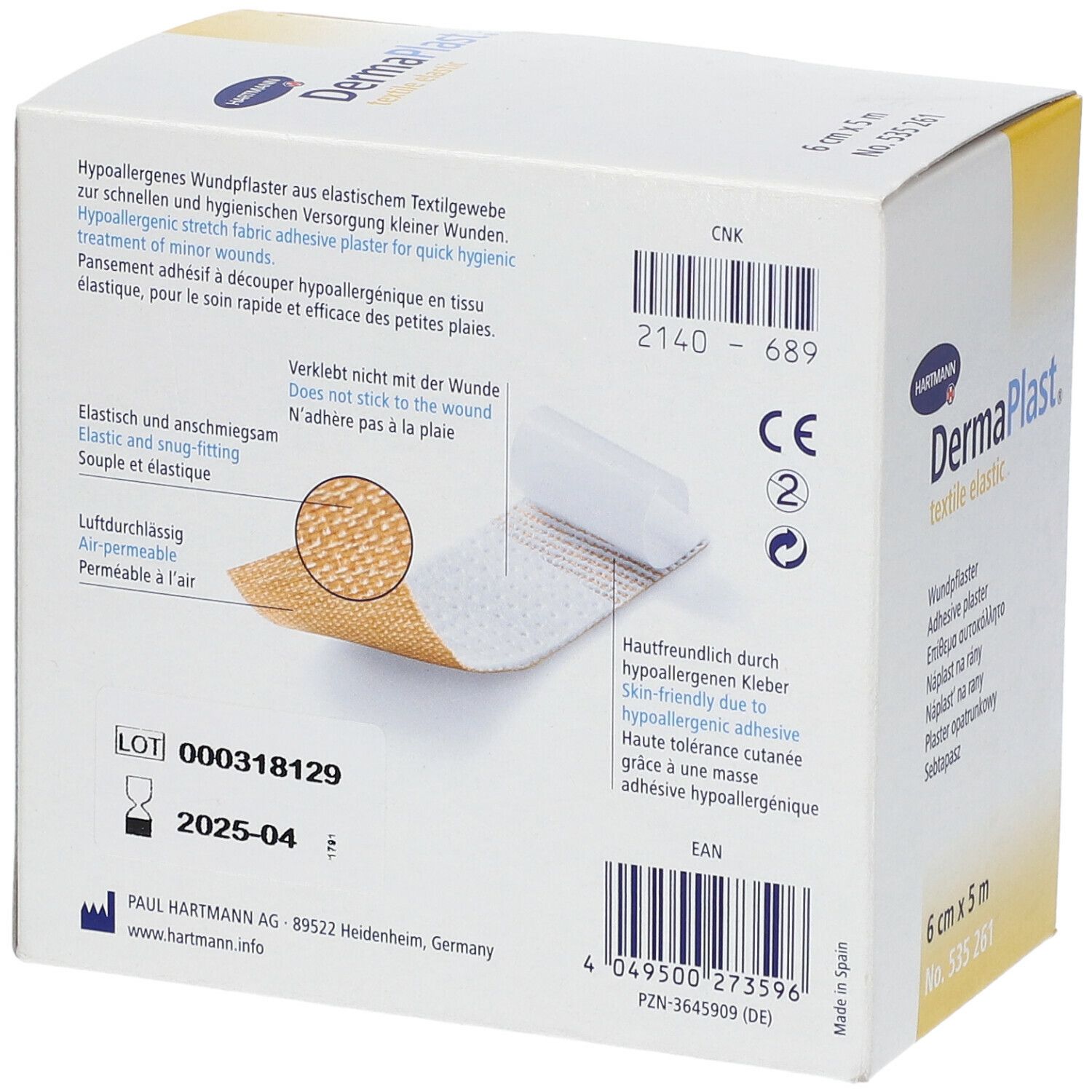 DERMAPLAST textile elastic Pflaster 6 cmx5 m 1 St - Shop Apotheke
