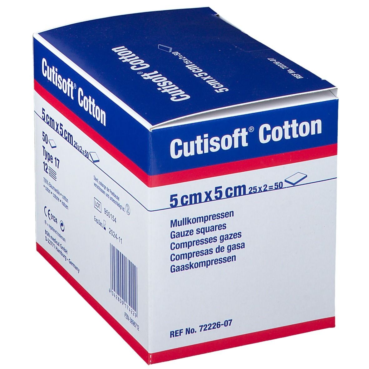 Cutisoft® Cotton steril 5 cm x 5 cm 25x2 St - Shop Apotheke