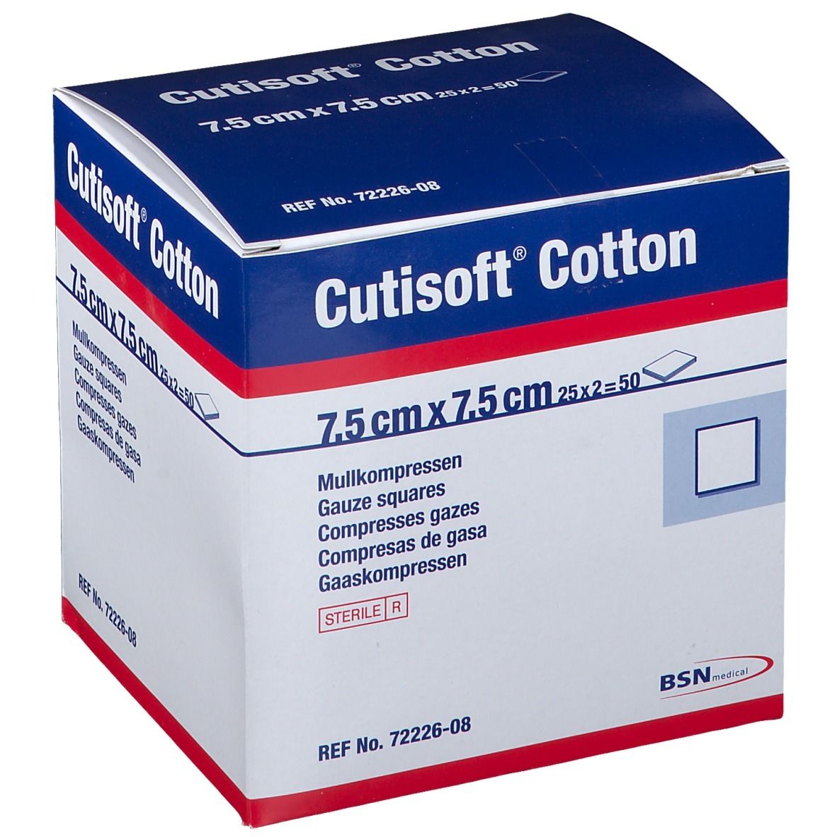 Cutisoft® Cotton steril 7,5 cm x 7,5 cm 25x2 St - Shop Apotheke