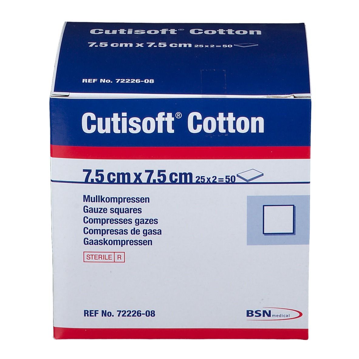 Cutisoft® Cotton steril 7,5 cm x 7,5 cm 25x2 St - Shop Apotheke