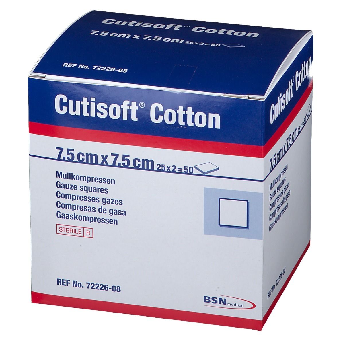 Cutisoft® Cotton steril 7,5 cm x 7,5 cm 25x2 St - shop-apotheke.at