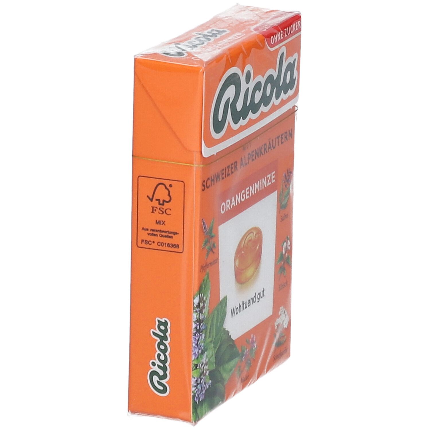 Ricola® Schweizer Kräuterbonbons Box Orangenminze ohne Zucker 50 g ...