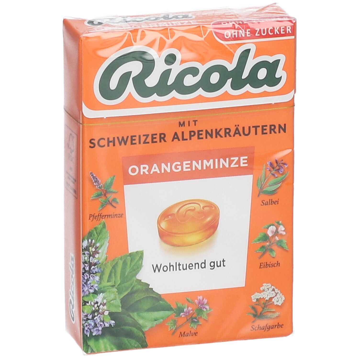 Ricola® Schweizer Kräuterbonbons Box Orangenminze ohne Zucker 50 g ...